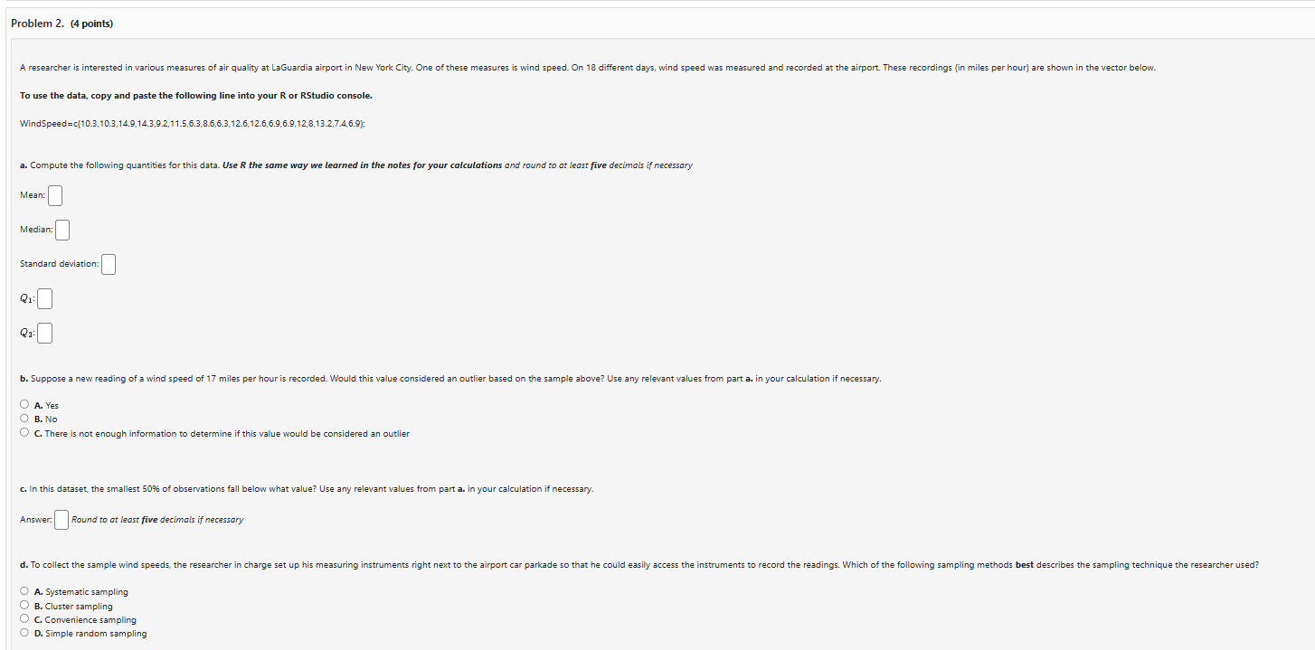 Solved Problem 2. (4 ﻿points)To ﻿use the data, copy and | Chegg.com