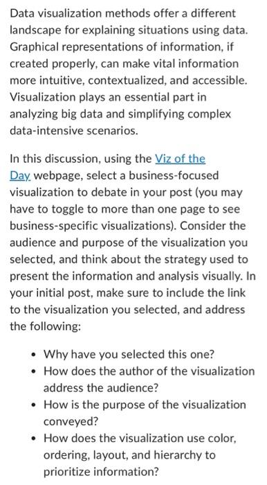 Solved Data visualization methods offer a different | Chegg.com