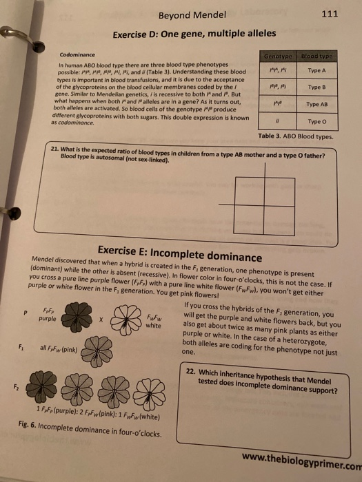 Beyond Mendel 109 Exercise C: Gene linkage and | Chegg.com