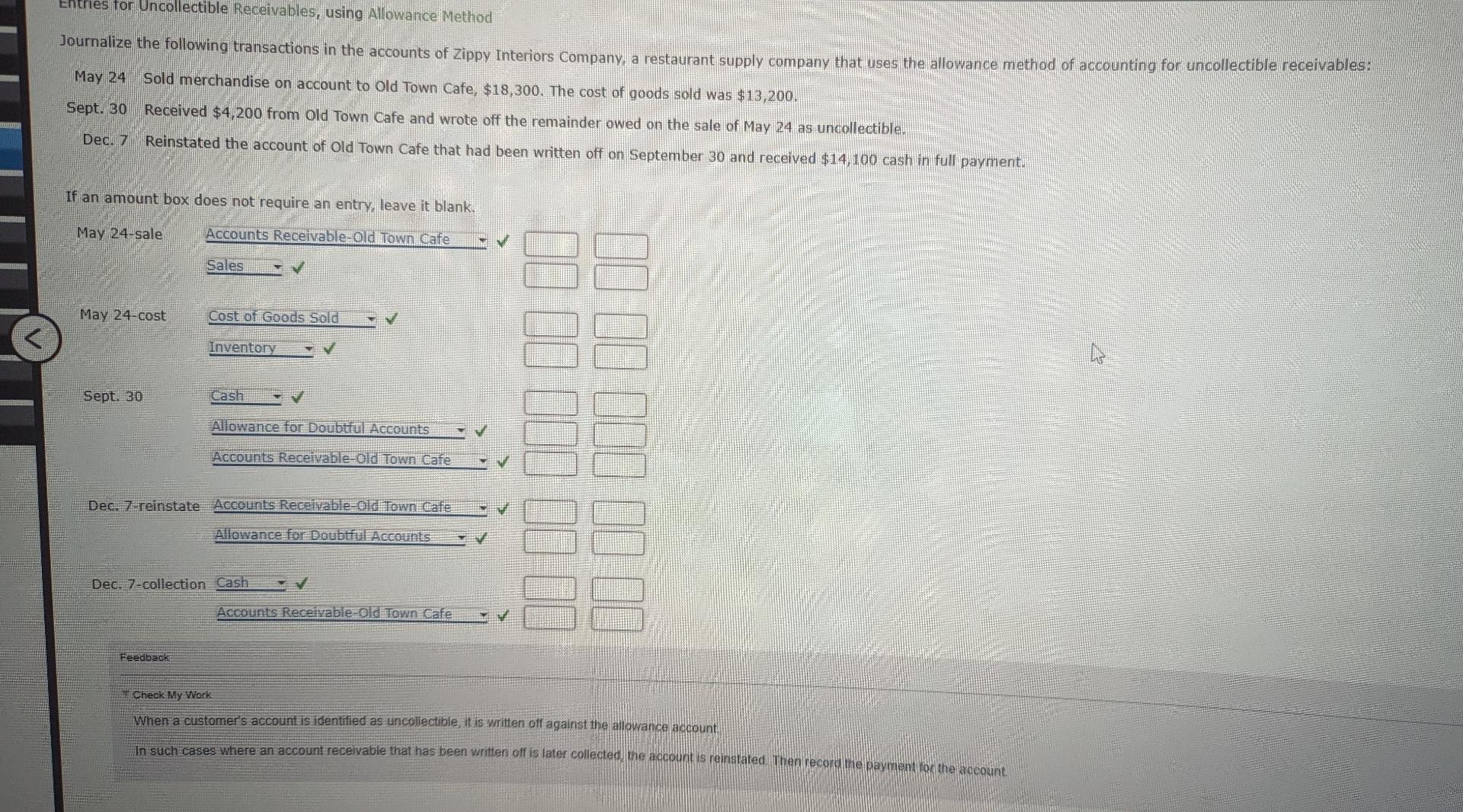 Solved Receivables, using Allowance Method May 24 Sold | Chegg.com