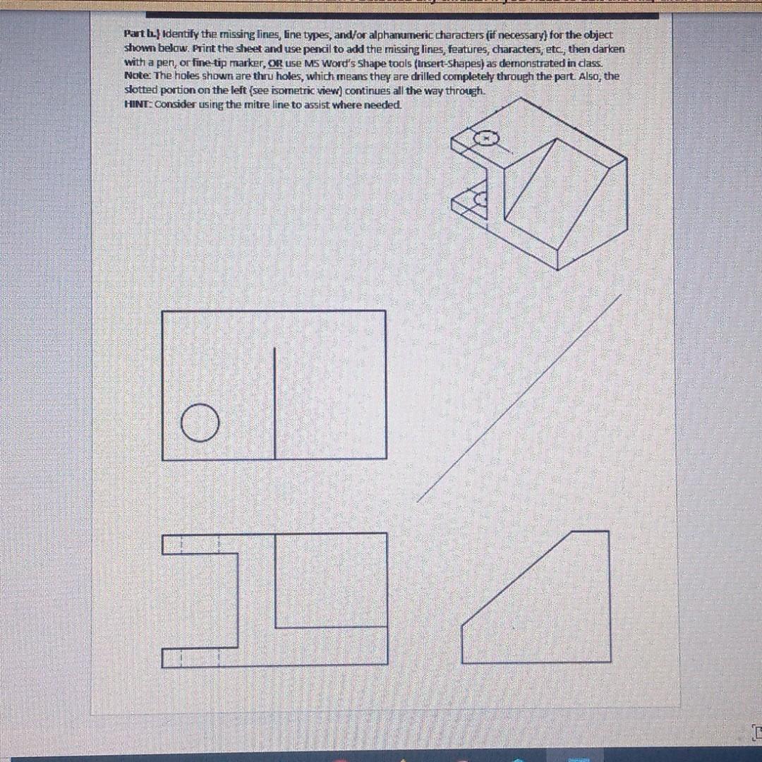 Solved Part h. I Identify the missing lines, line types, | Chegg.com