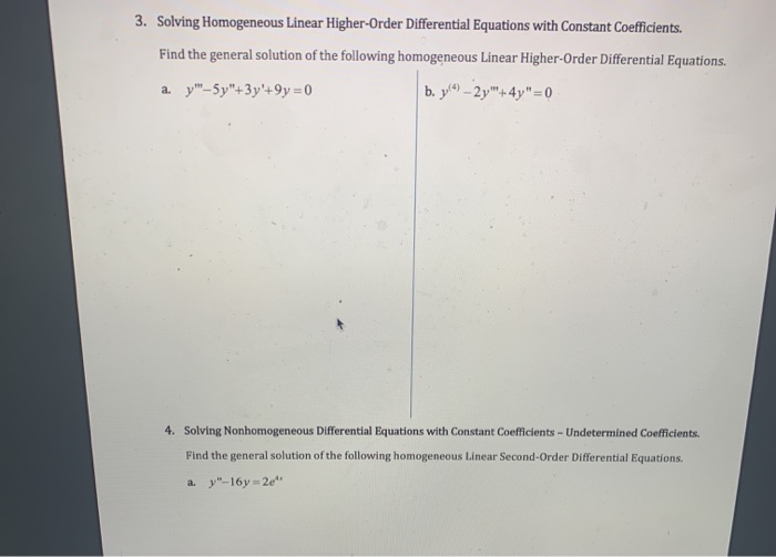 Solved 3. Solving Homogeneous Linear Higher-Order | Chegg.com