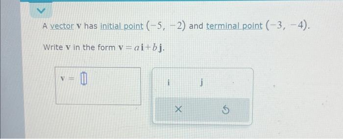 A vector v has initial point (−5,−2) and terminal | Chegg.com