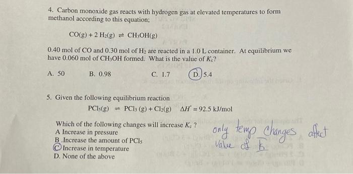 Solved 1. Given the following equilibrium constant | Chegg.com