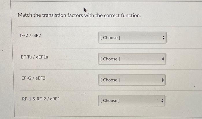 Solved Match the translation factors with the correct | Chegg.com