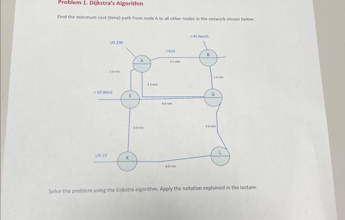 Solved Find the minimum cost (time) path from node A to all | Chegg.com