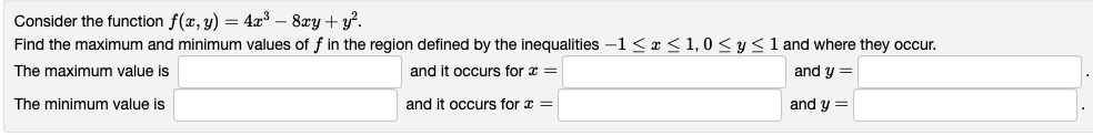 Solved Consider the function f(x,y)=4x3-8xy+y2.Find the | Chegg.com