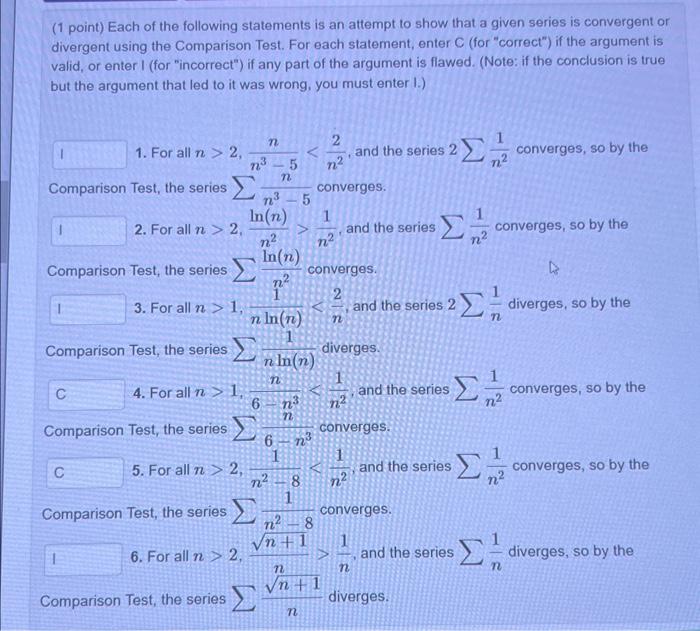 Solved (1 point) Each of the following statements is an | Chegg.com