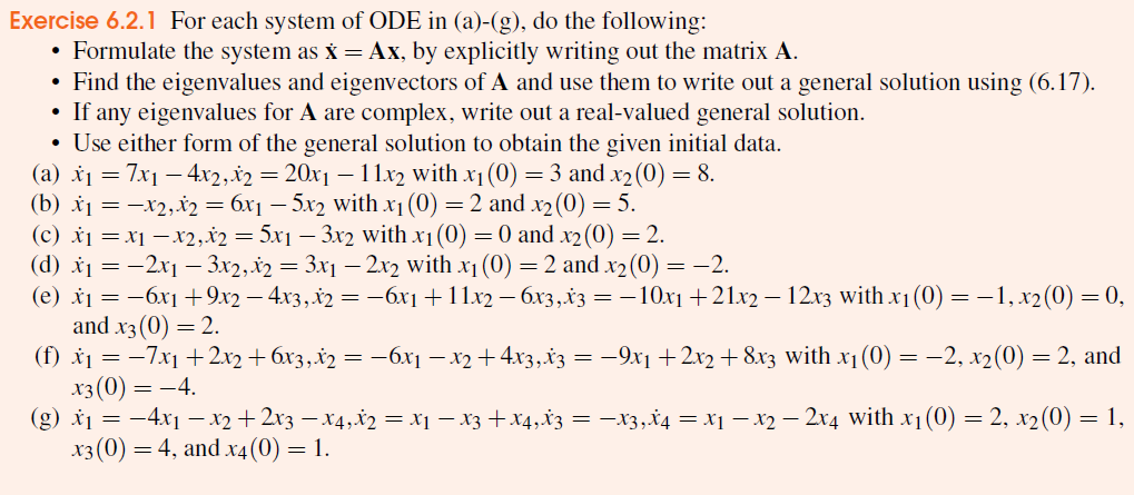 Solved Exercise 6.2.1 ﻿For each system of ﻿ODE | Chegg.com
