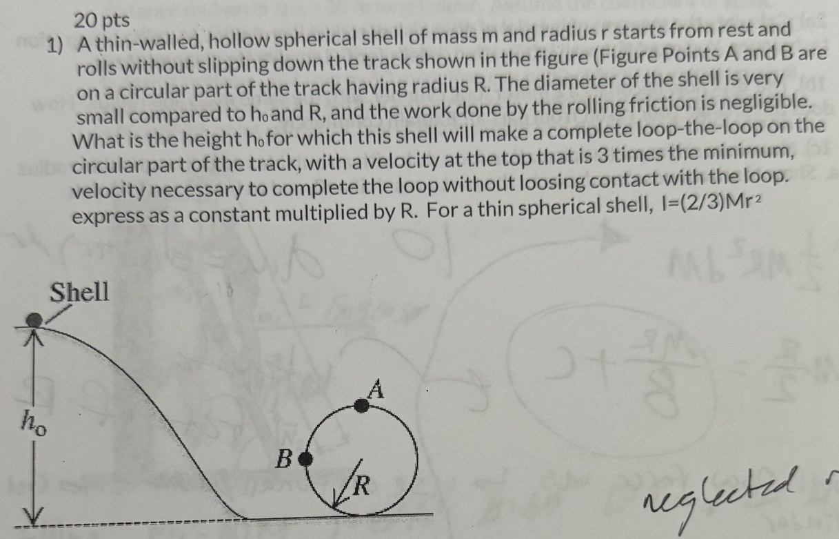 Solved 20ptsA thin-walled, hollow spherical shell of mass m | Chegg.com