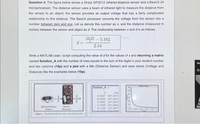Solved Question 4: The figure below shows a Sharp GP2D12 | Chegg.com