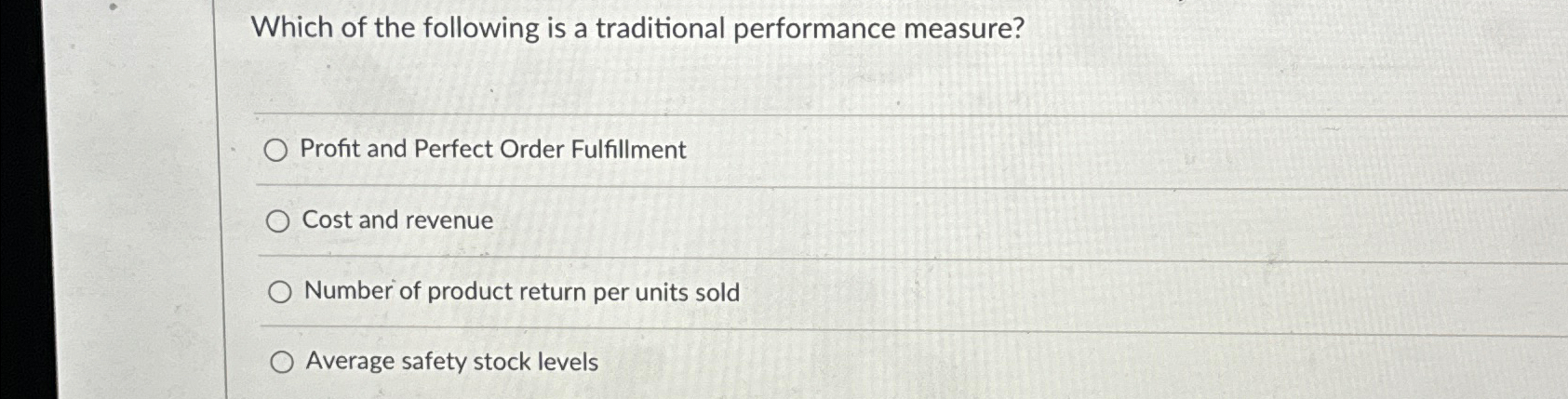 Solved Which of the following is a traditional performance | Chegg.com