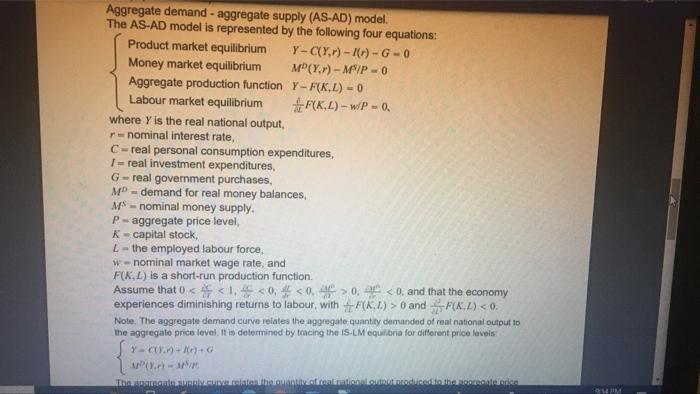 Aggregate demand - aggregate supply (AS-AD) model. | Chegg.com