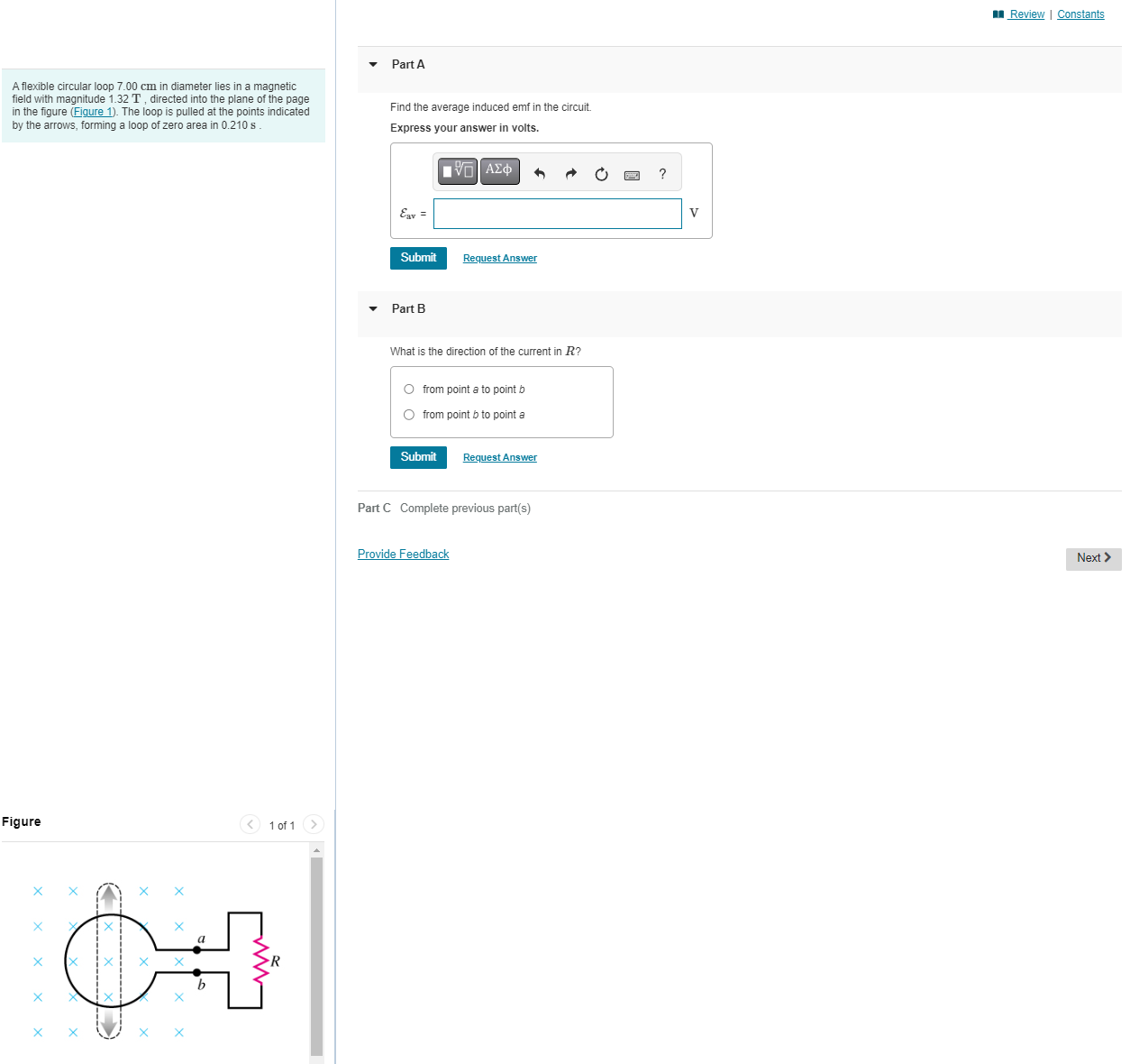 Solved Review I ConstantsA flexible circular loop 7.00cm ﻿in | Chegg.com
