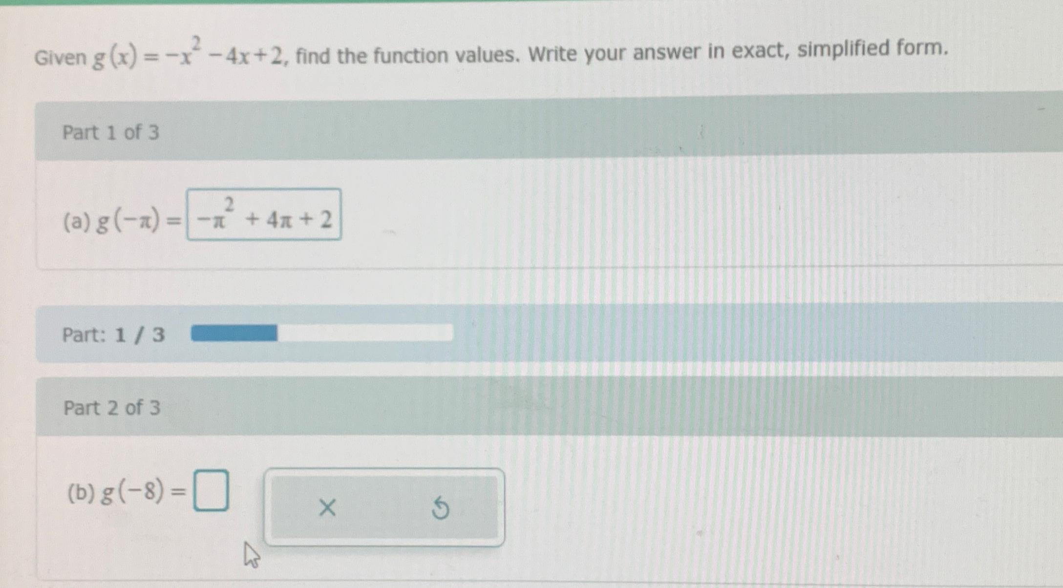 Solved Given g(x)=-x2-4x+2, ﻿find the function values. Write | Chegg.com