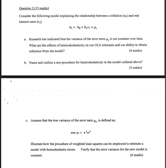 Solved Consider the following model explaining the | Chegg.com