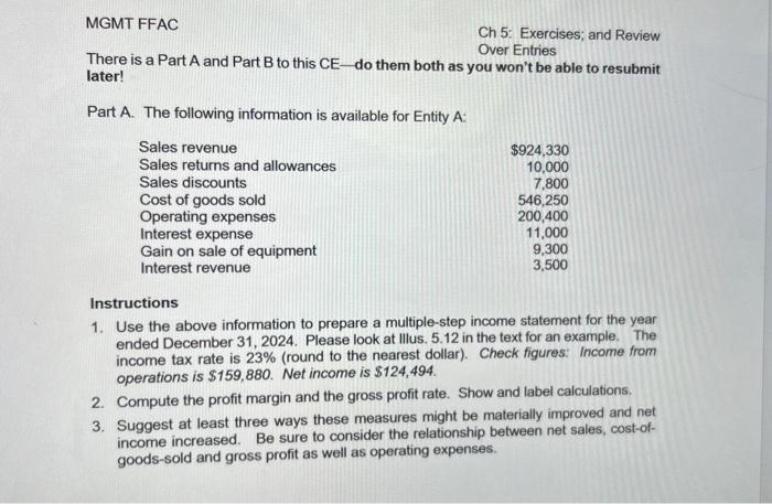 Solved Part B: Entity B had the following | Chegg.com