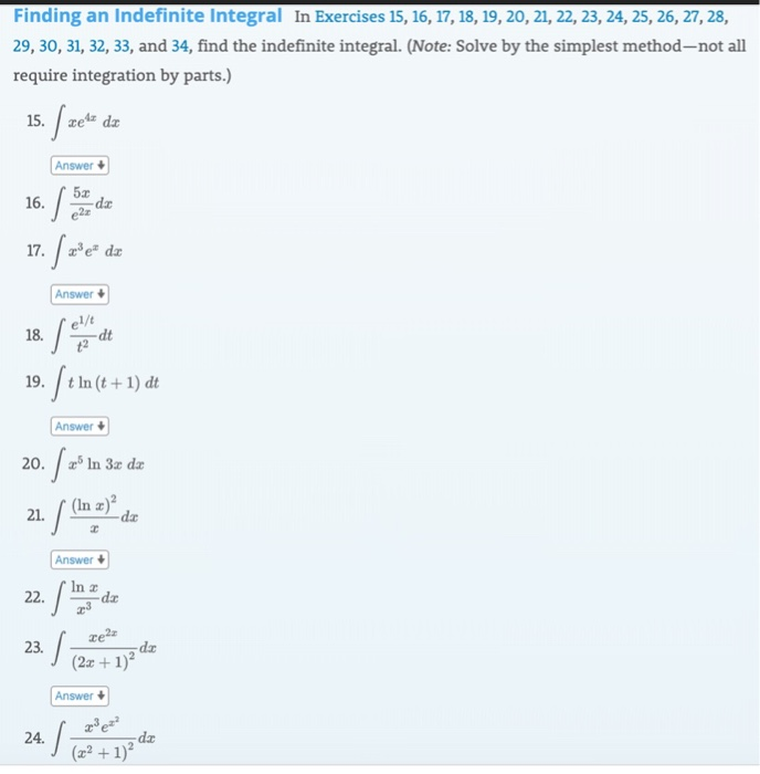 Solved Finding an Indefinite Integral in Exercises 15, 16, | Chegg.com