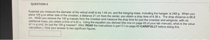 INTRODUCTION In this experiment a horizontal crossbar | Chegg.com