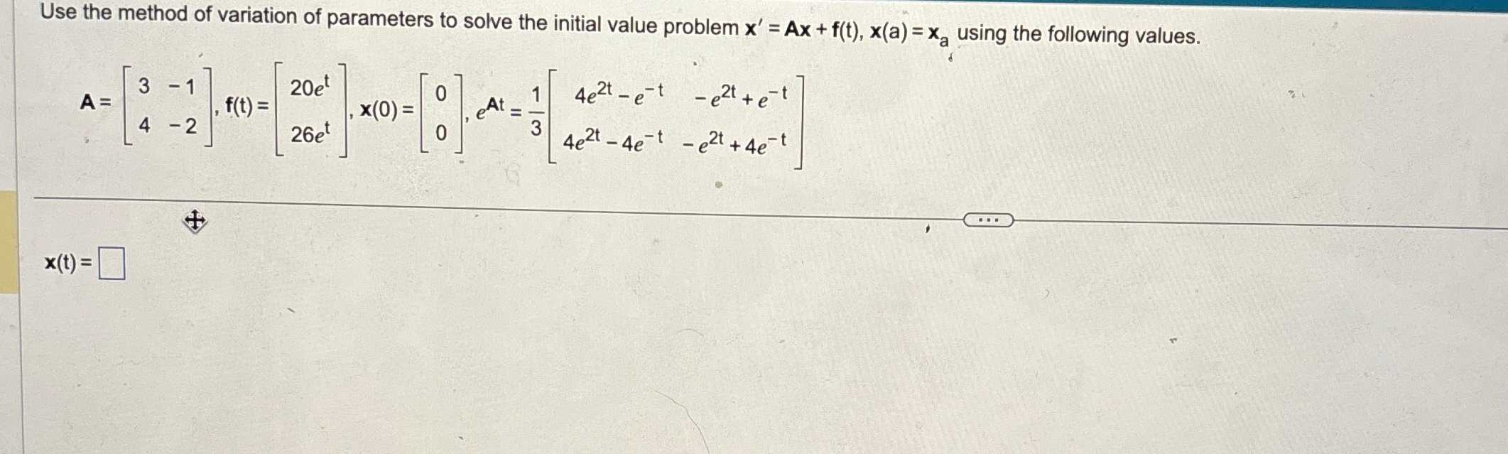 Solved Use the method of variation of parameters to solve | Chegg.com