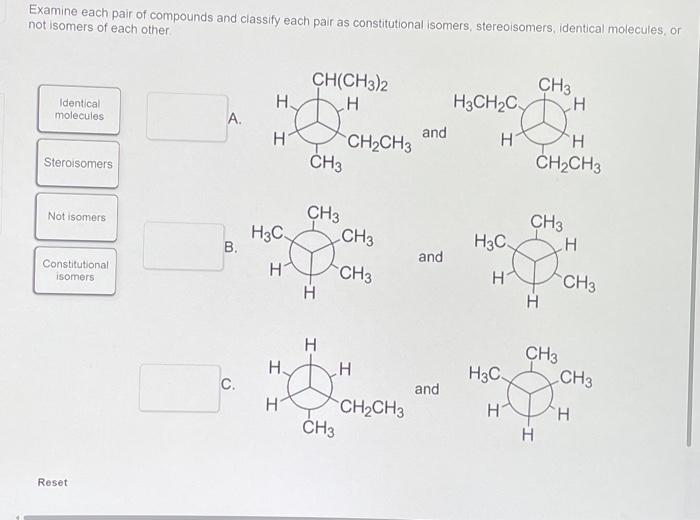 Solved Examine each pair of compounds and classify each pair | Chegg.com