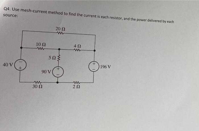 Solved Q4. Use mesh-current method to find the current is | Chegg.com