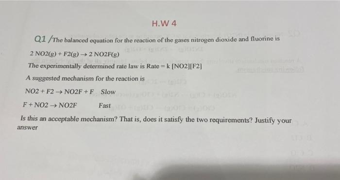 Solved Q1/The balanced equation for the reaction of the | Chegg.com