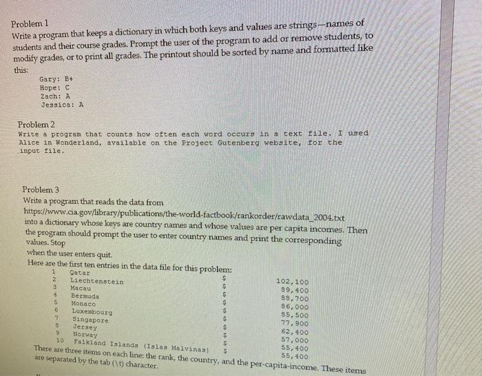 Solved Problem 1 Write A Program That Keeps A Dictionary In 
