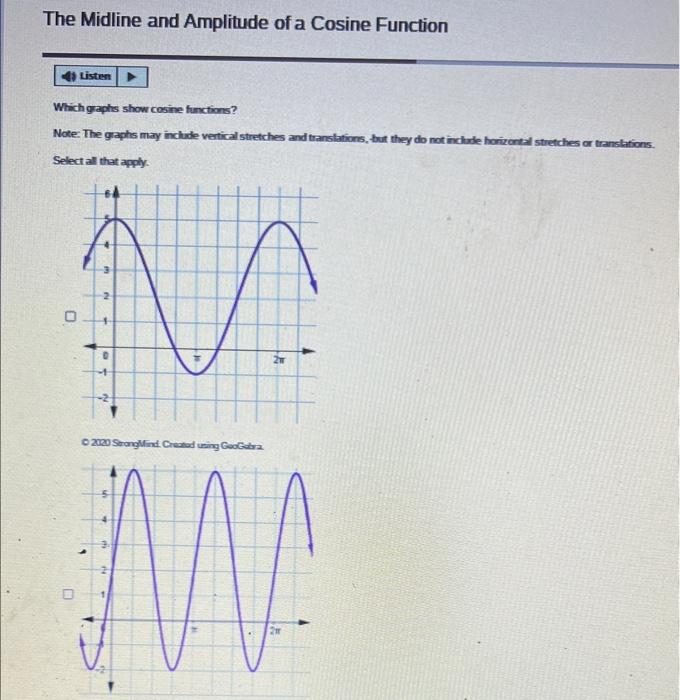 Solved The Midline and Amplitude of a Cosine Function Which | Chegg.com