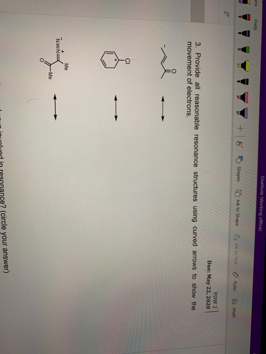 Solved OneNote (Working offline) ew Help + 6 Shapes Ink to | Chegg.com