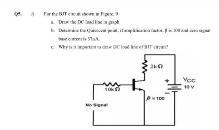 Solved Q5. For the BJT circuit shown in Figure. 9 a. Draw | Chegg.com