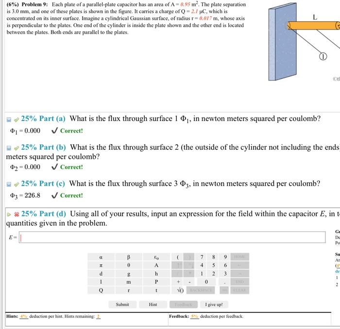 Solved (6\%) Problem 9: Each plate of a parallel-plate | Chegg.com
