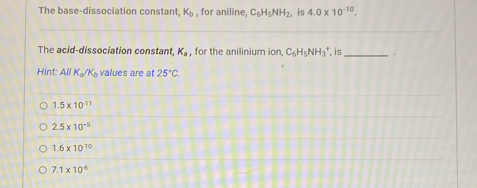 High Quality SOLUTION The base-dissociation constant, Kb, ﻿for aniline, | Chegg.com