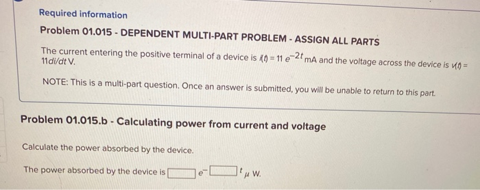 Solved Required information Problem 01.015 - DEPENDENT | Chegg.com