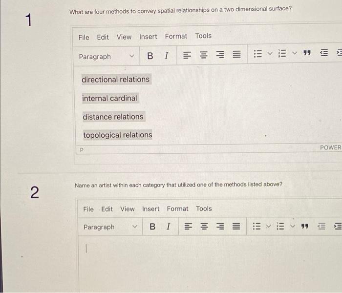 Solved What are four methods to convey spatial relationships | Chegg.com