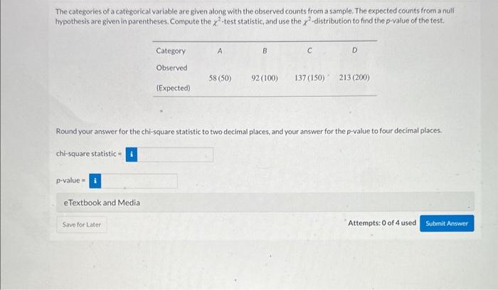 Solved The categories of a categorical variable are given | Chegg.com