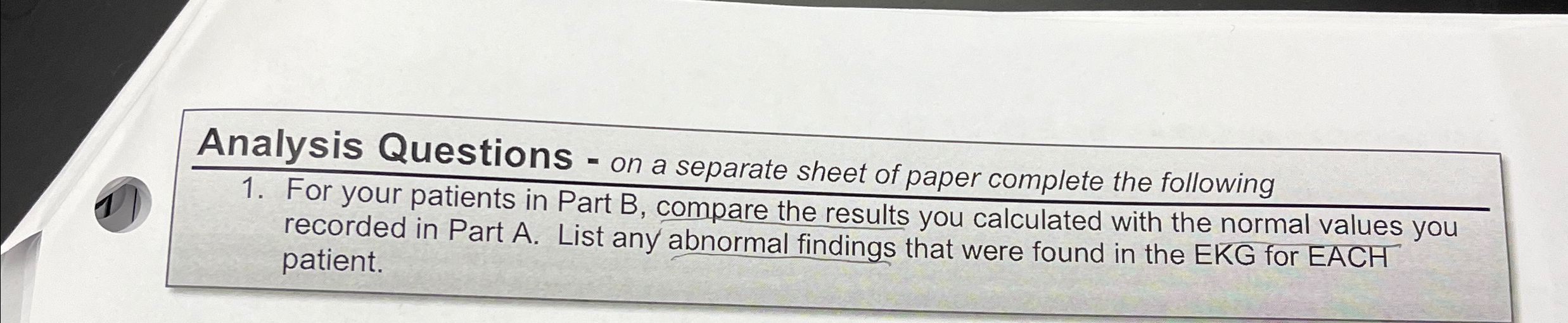 Solved Analysis Questions - ﻿on a separate sheet of paper | Chegg.com