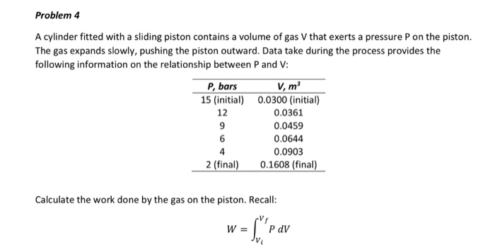 Solved Problem 4 A cylinder fitted with a sliding piston | Chegg.com