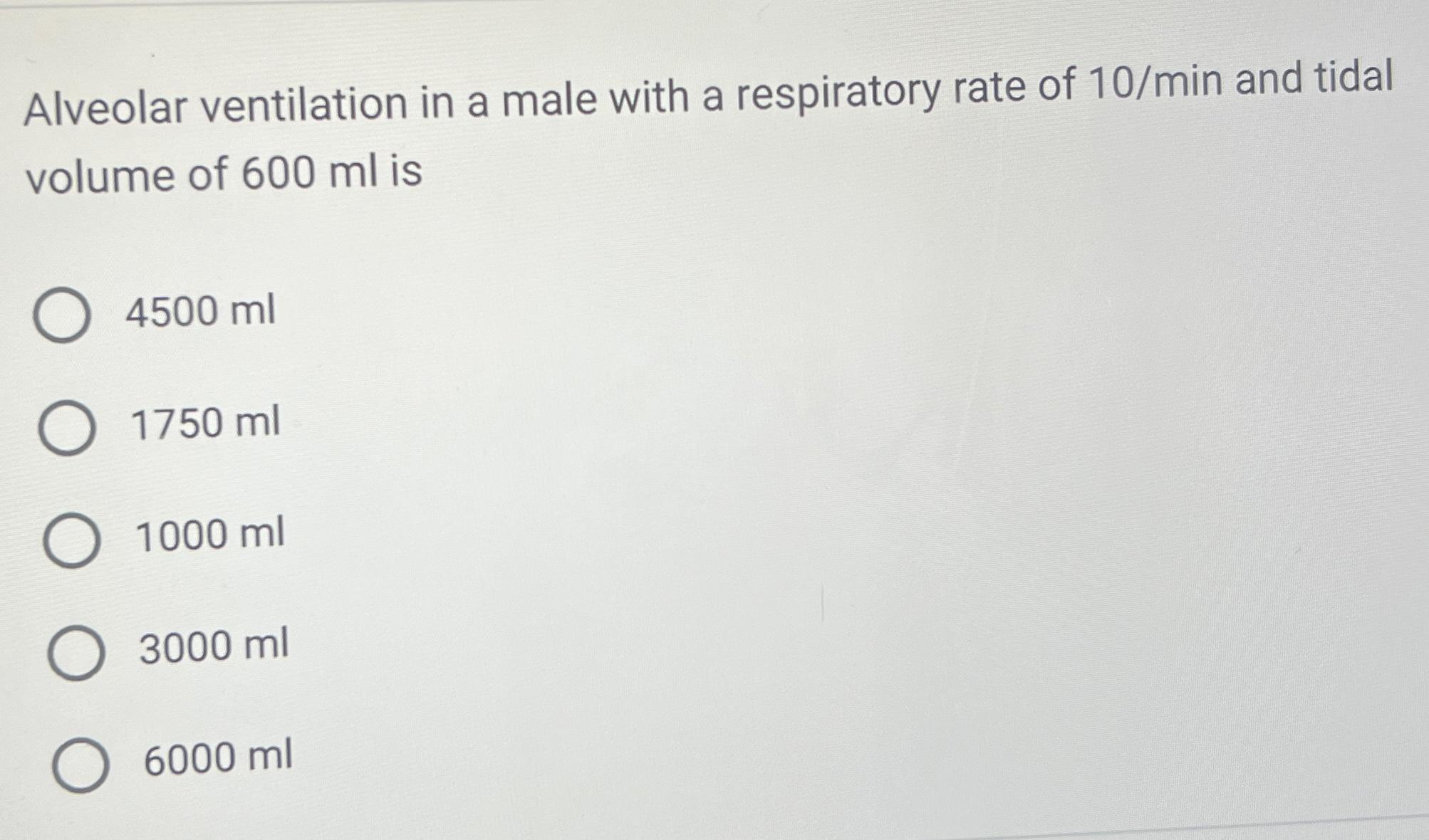 Solved Alveolar ventilation in a male with a respiratory | Chegg.com