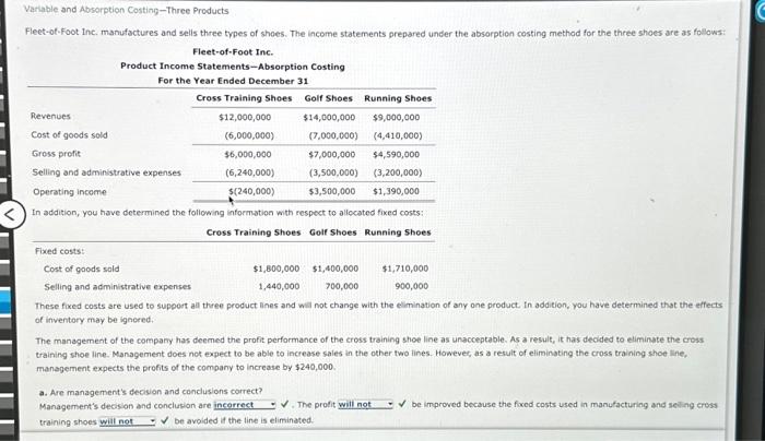 Solved B Prepare A Variable Costing Income Statement For
