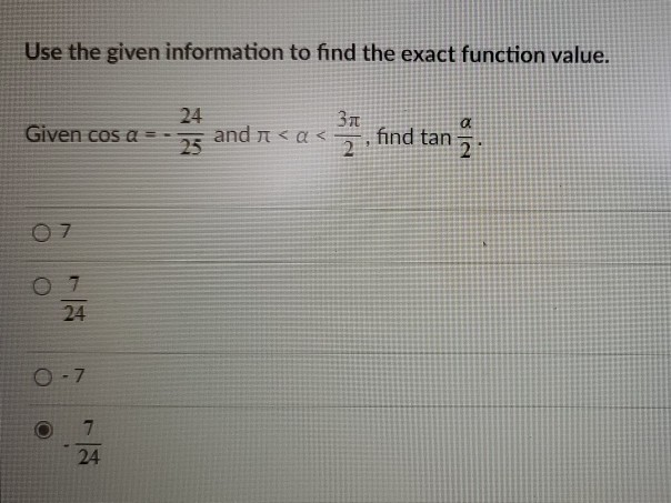 Solved Use The Given Information To Find The Exact Function 1948