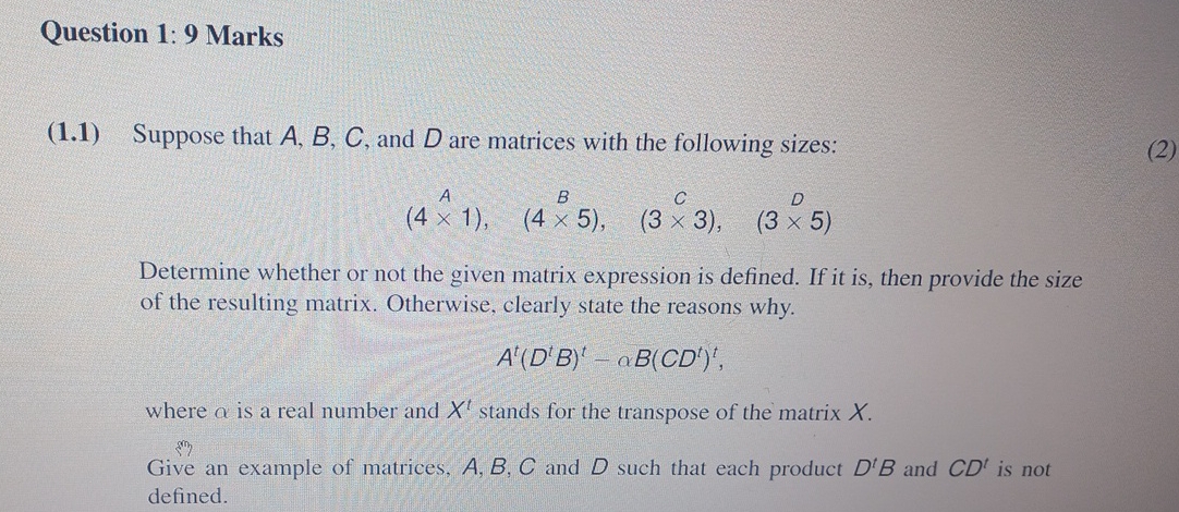 Solved Question 1:9 ﻿Marks(1.1) ﻿Suppose that A,B,C, ﻿and D | Chegg.com