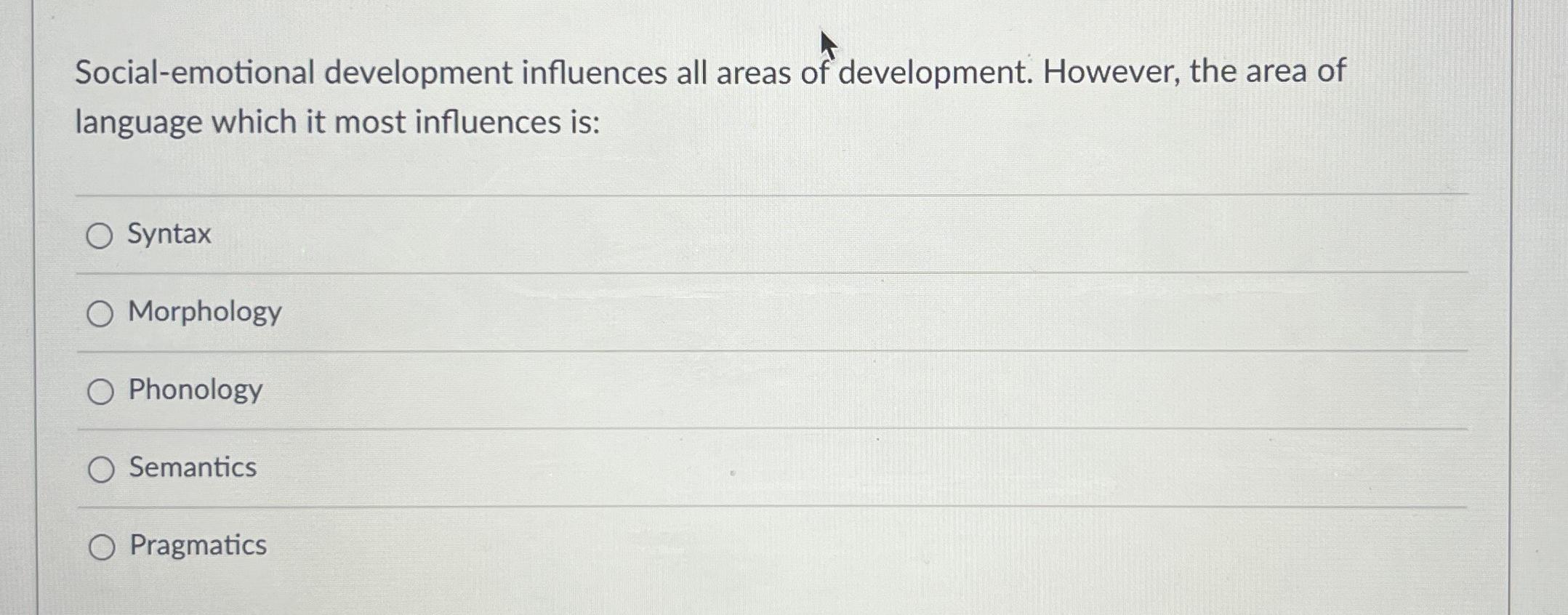 Solved Social-emotional development influences all areas of | Chegg.com