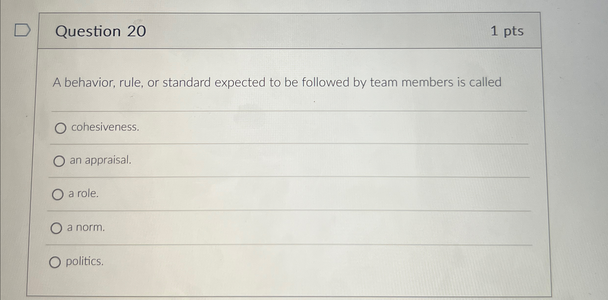 Solved Question 201 ﻿ptsA behavior, rule, or standard | Chegg.com