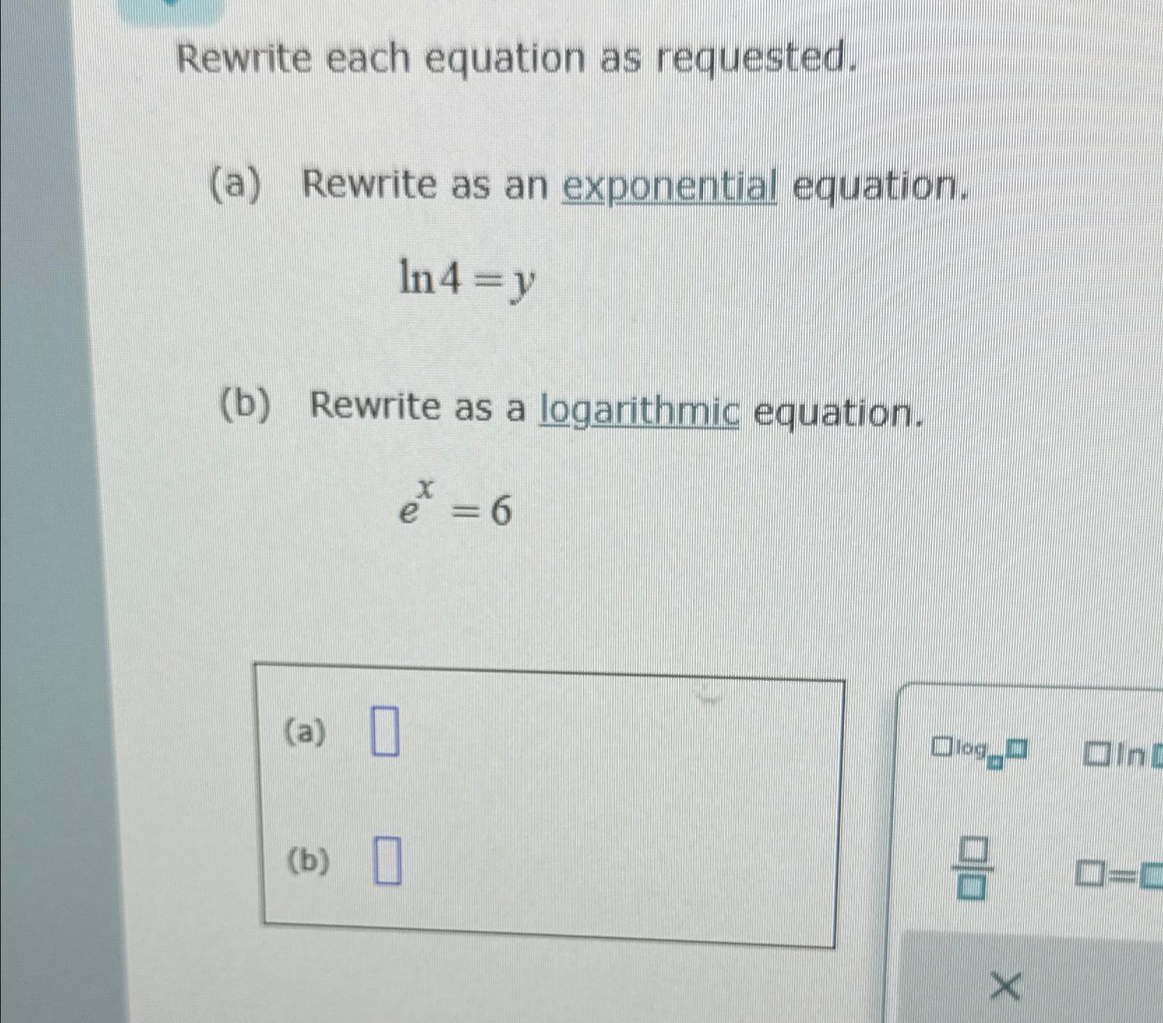 Solved Rewrite Each Equation As Requested A ﻿rewrite As An