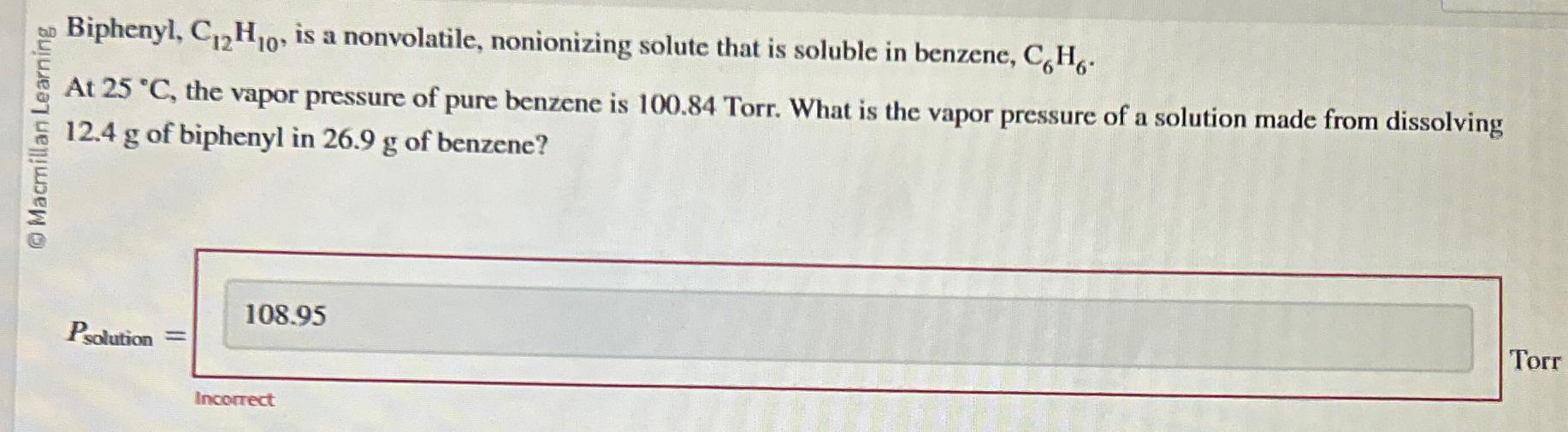 Solved Biphenyl, C12H10, ﻿is a nonvolatile, nonionizing | Chegg.com