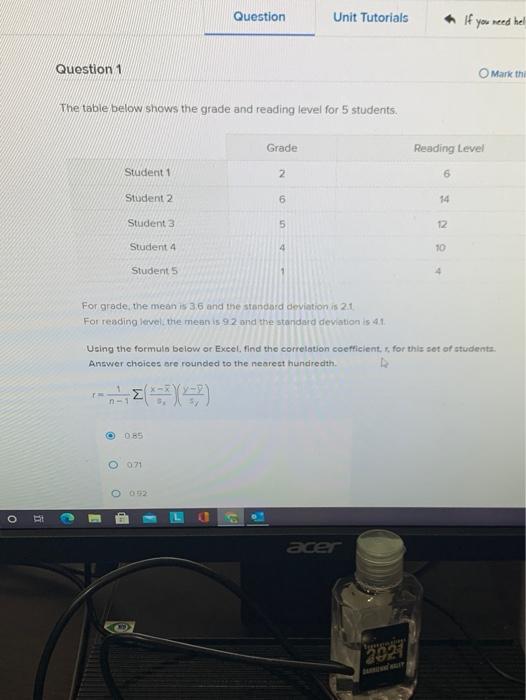 Solved Question Unit Tutorials If you need hel Question 1 | Chegg.com