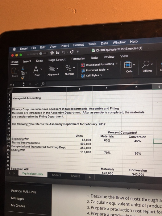 Solved Home Excel File Edit View Insert Format Tools Data