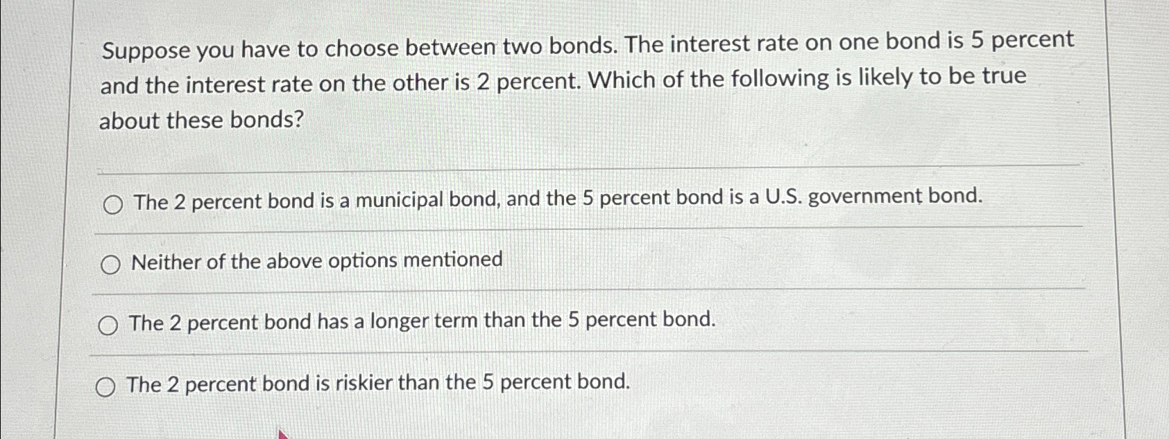 Solved Suppose you have to choose between two bonds. The | Chegg.com