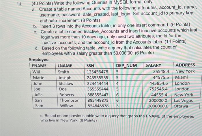 Solved username, password, date_created, last_login. Set | Chegg.com